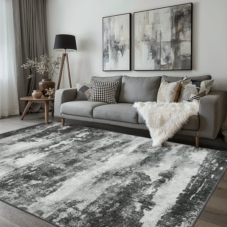 KUETH Modern Abstract Area Rugs 3x5 for Living Room Bedroom Stain Resistant Machine Washable Large Black Rug Soft Throw Rugs Low Pile Floor Carpet with Non Slip Backing for Dining Room Walmart