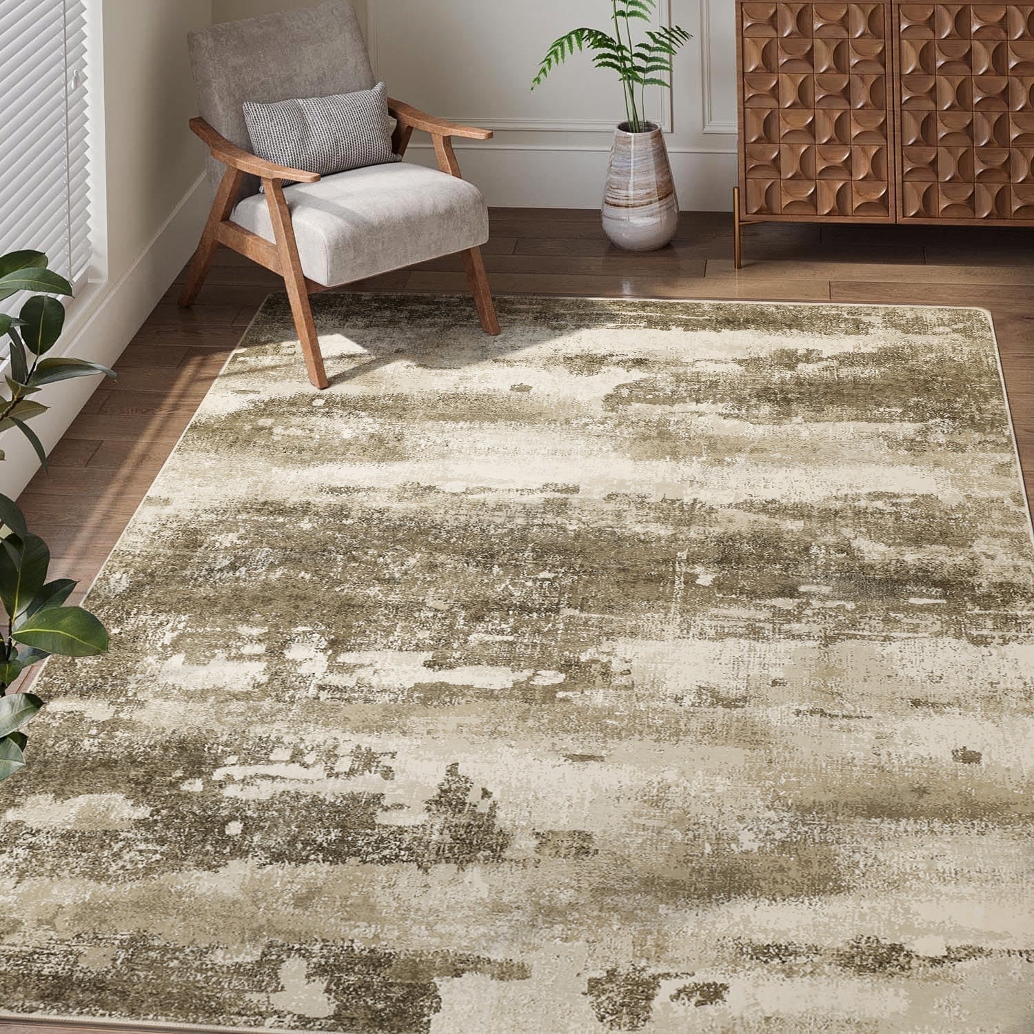 KUETH 8x10 Abstract Area Rugs, Stain Resistant, Machine Washable, Non ...