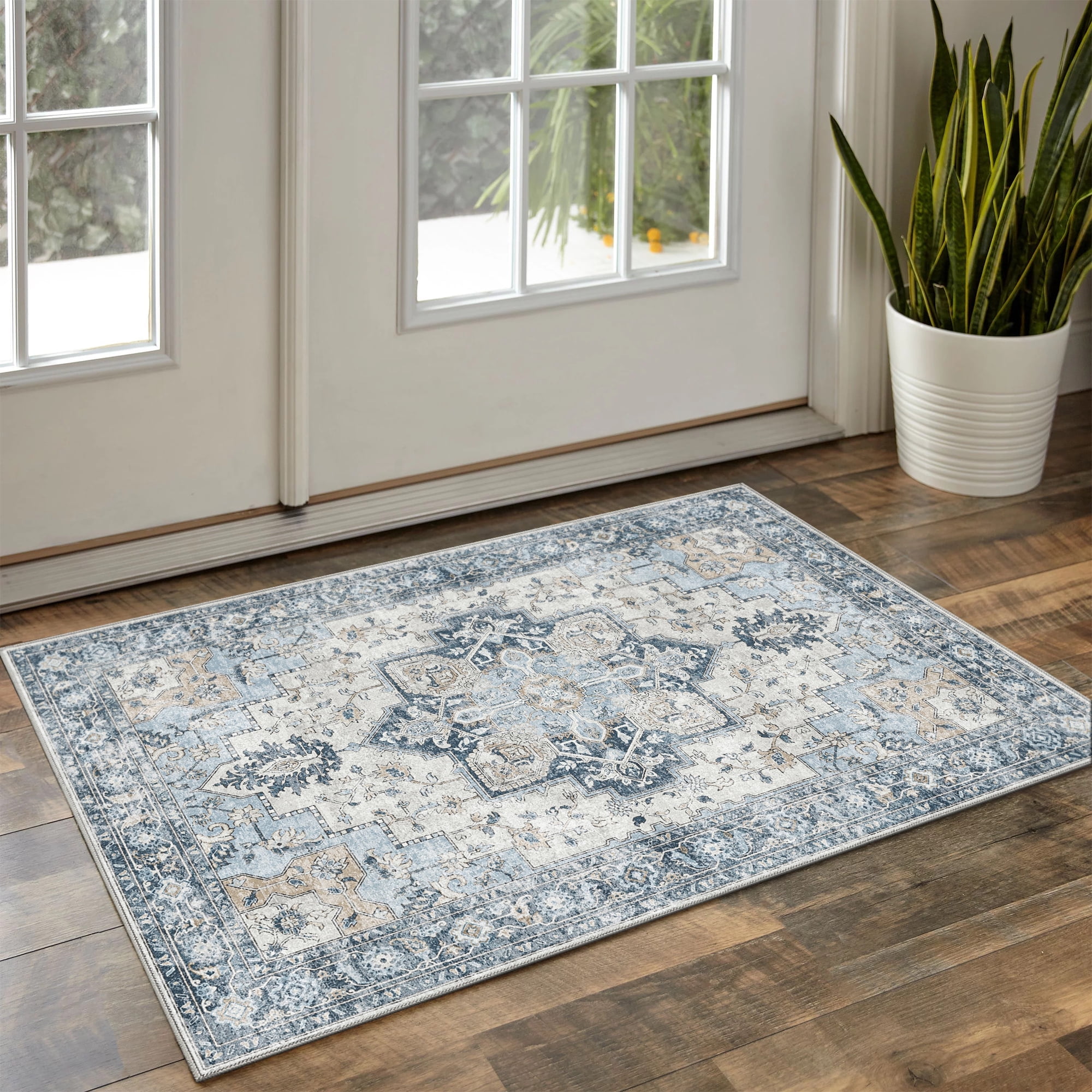 KUETH Modern Area Rug 2x3 Doormat, Low Pile Machine Washable Rugs ...