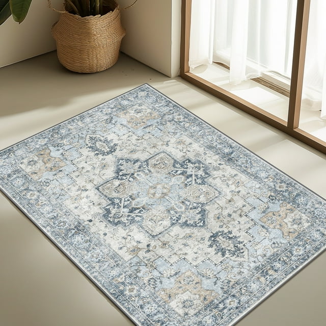 KUETH Modern Area Rug 2x3 Doormat, Low Pile Machine Washable Rugs ...