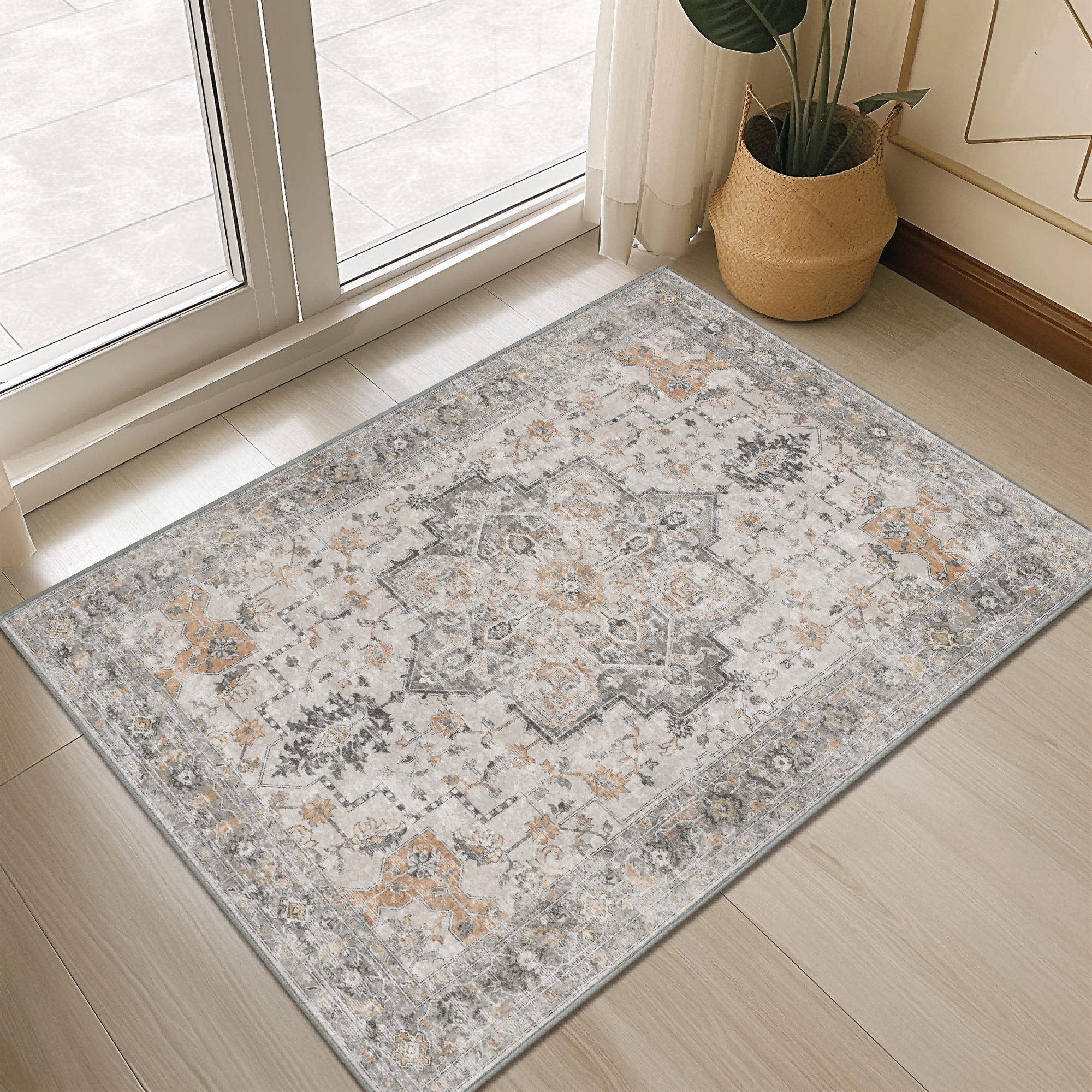 KUETH Modern Area Rug 2x3 Non Slip Hallway Runner Rug, Low Pile Machine ...