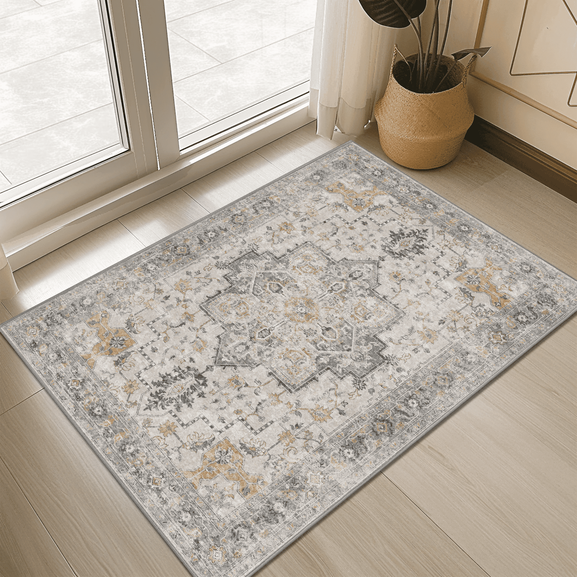 KUETH Modern Area Rug 2x3 Non Slip Hallway Runner Rug, Low Pile Machine ...