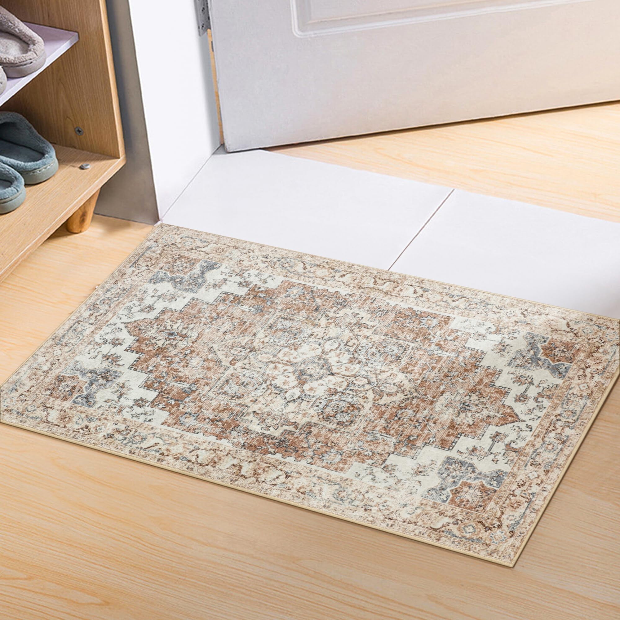 KUETH Modern Area Rug 2x3 Non Slip Hallway Runner Rug, Low Pile Machine ...