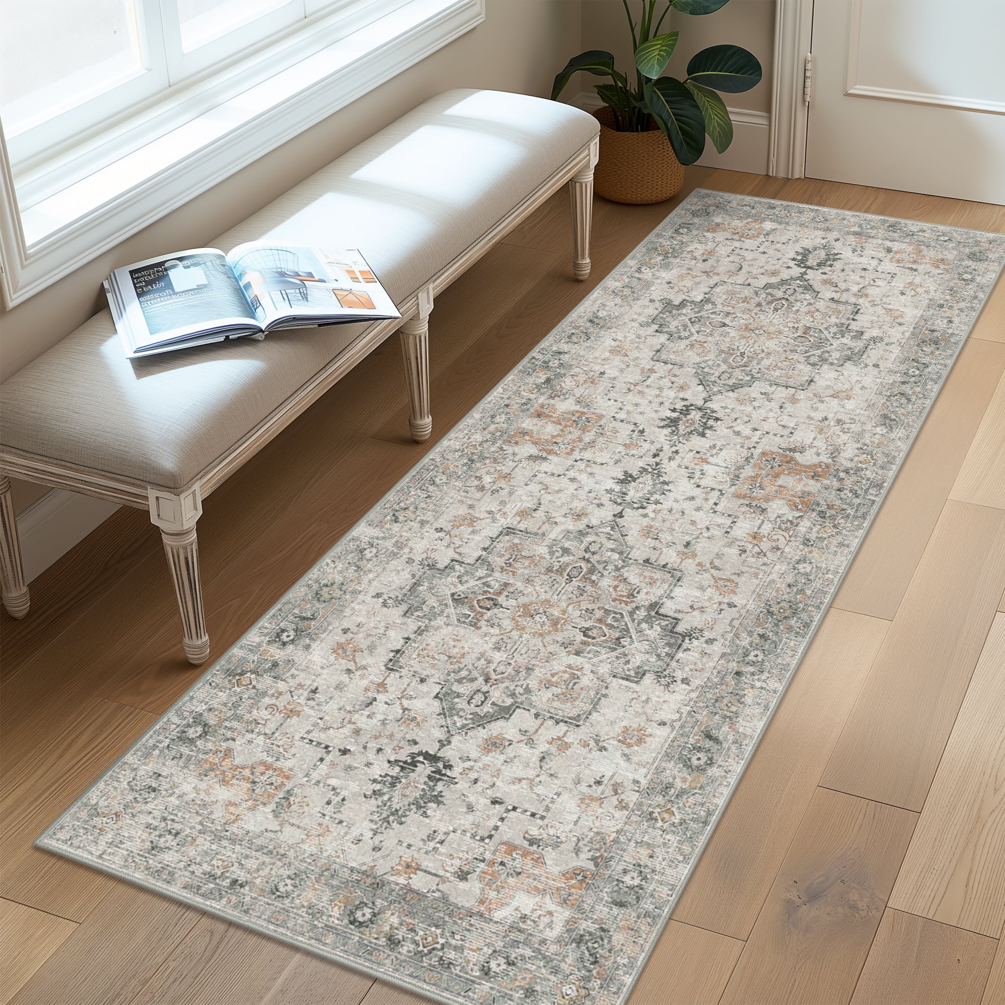 KUETH Modern Area Rug 2x5 Non Slip Hallway Runner Rug, Low Pile Machine ...