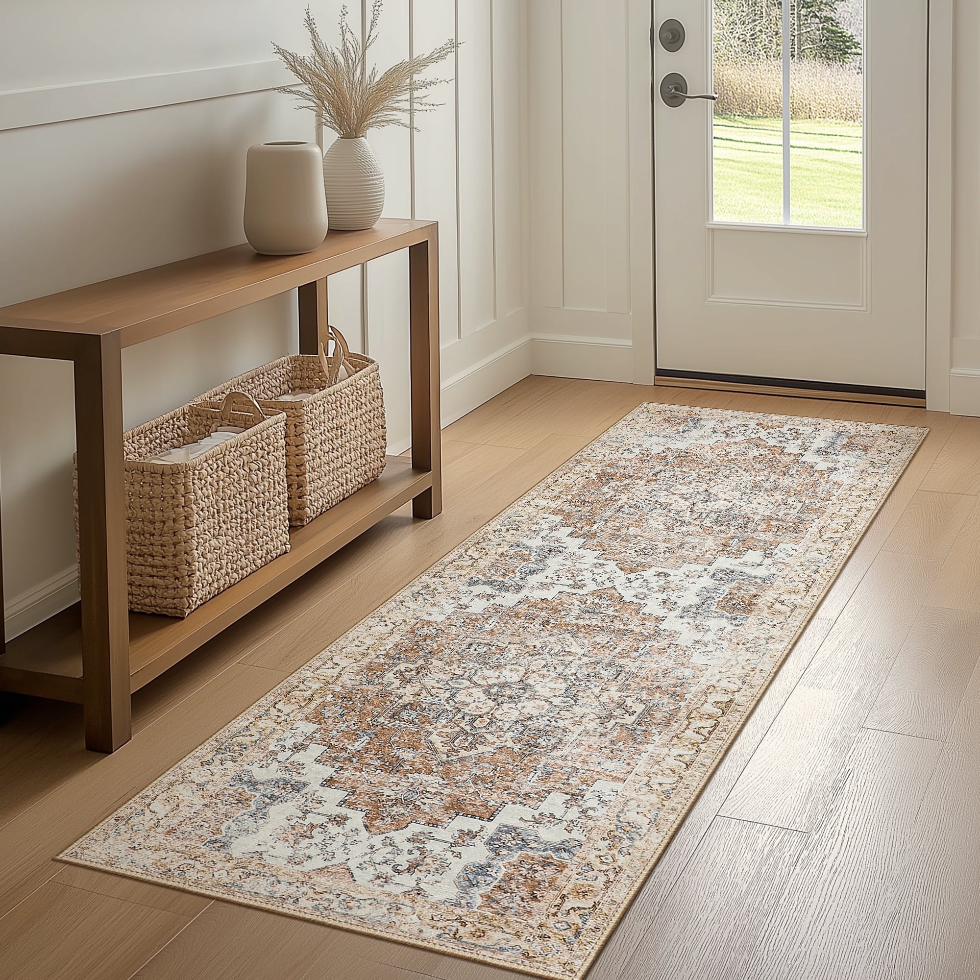KUETH 2x5 Indoor Non Slip Area Rug, Low Pile, Machine Washable Runner ...