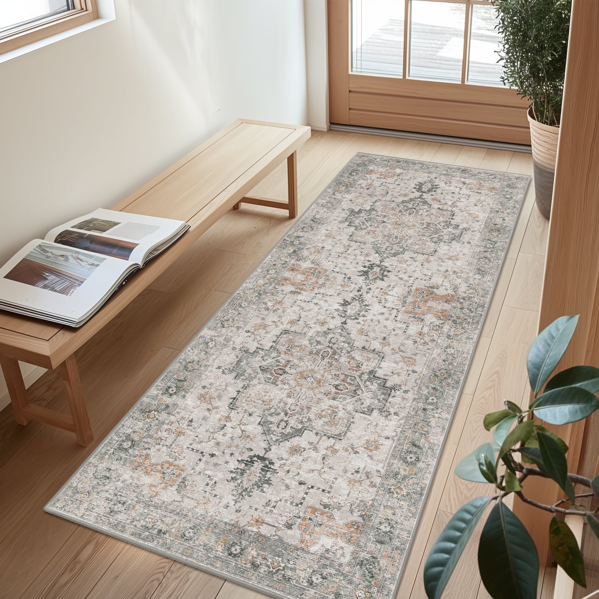 KUETH Modern Area Rug 2x6 Non Slip Hallway Runner Rug, Low Pile Machine ...