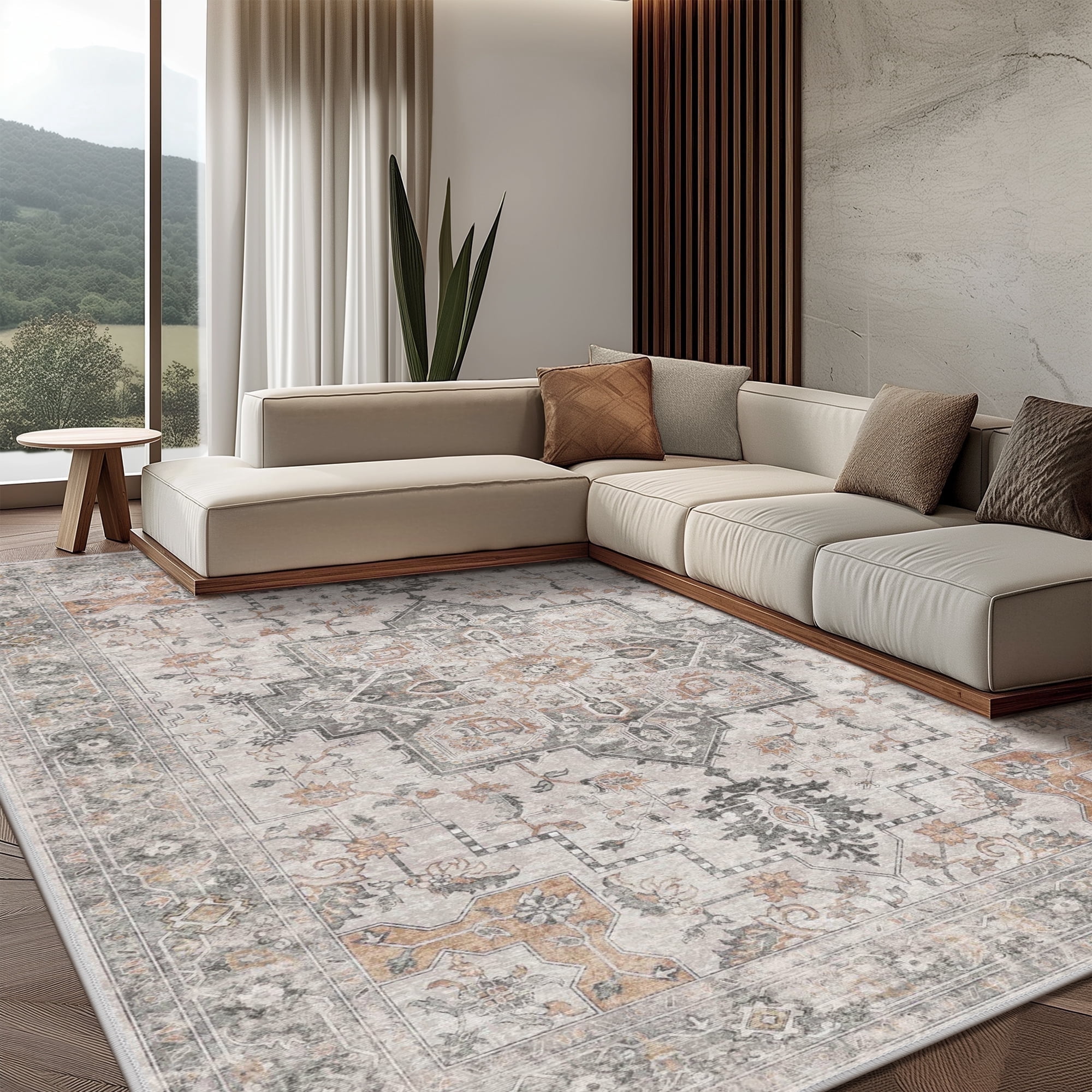 KUETH Modern Area Rug 5x7 Non Slip Hallway Runner Rug, Low Pile Machine ...