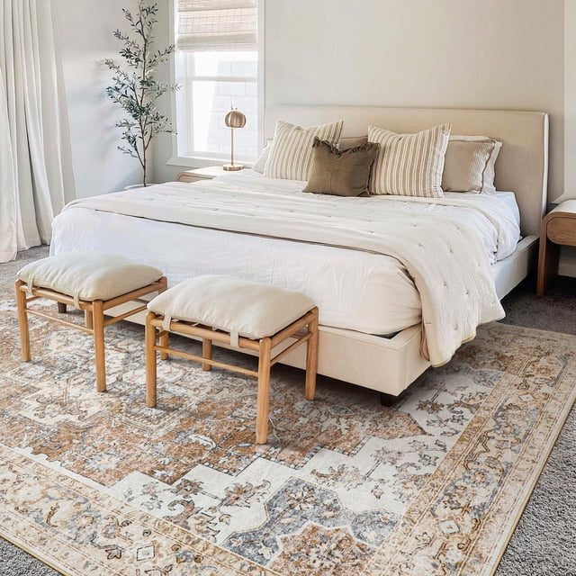 KUETH Modern Area Rug 8x10 Non Slip Hallway Runner Rug, Low Pile ...