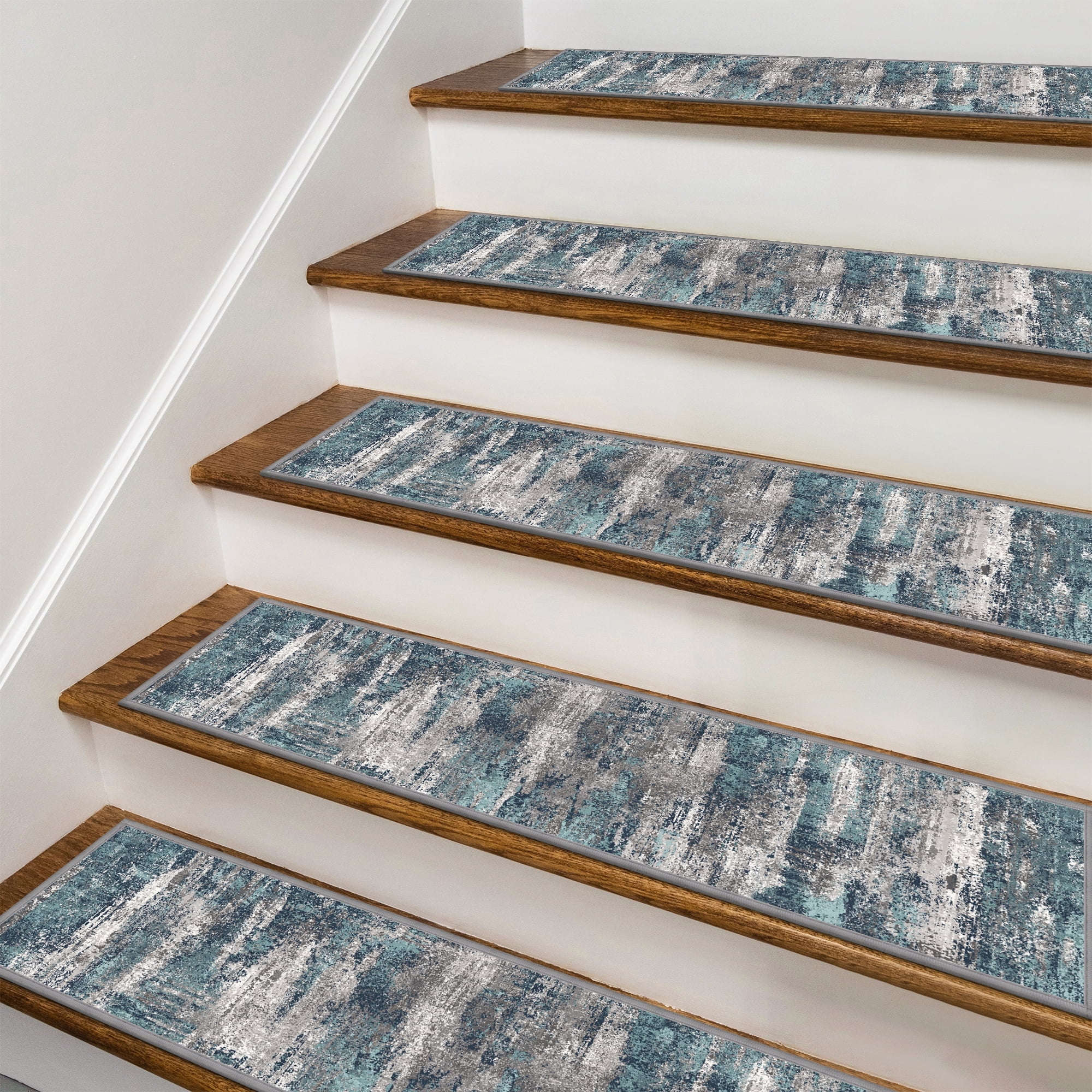 KUETH Stair Treads 10 Pcs 8"x30" Self-Adhesive Non-Slip Carpet for Wood ...