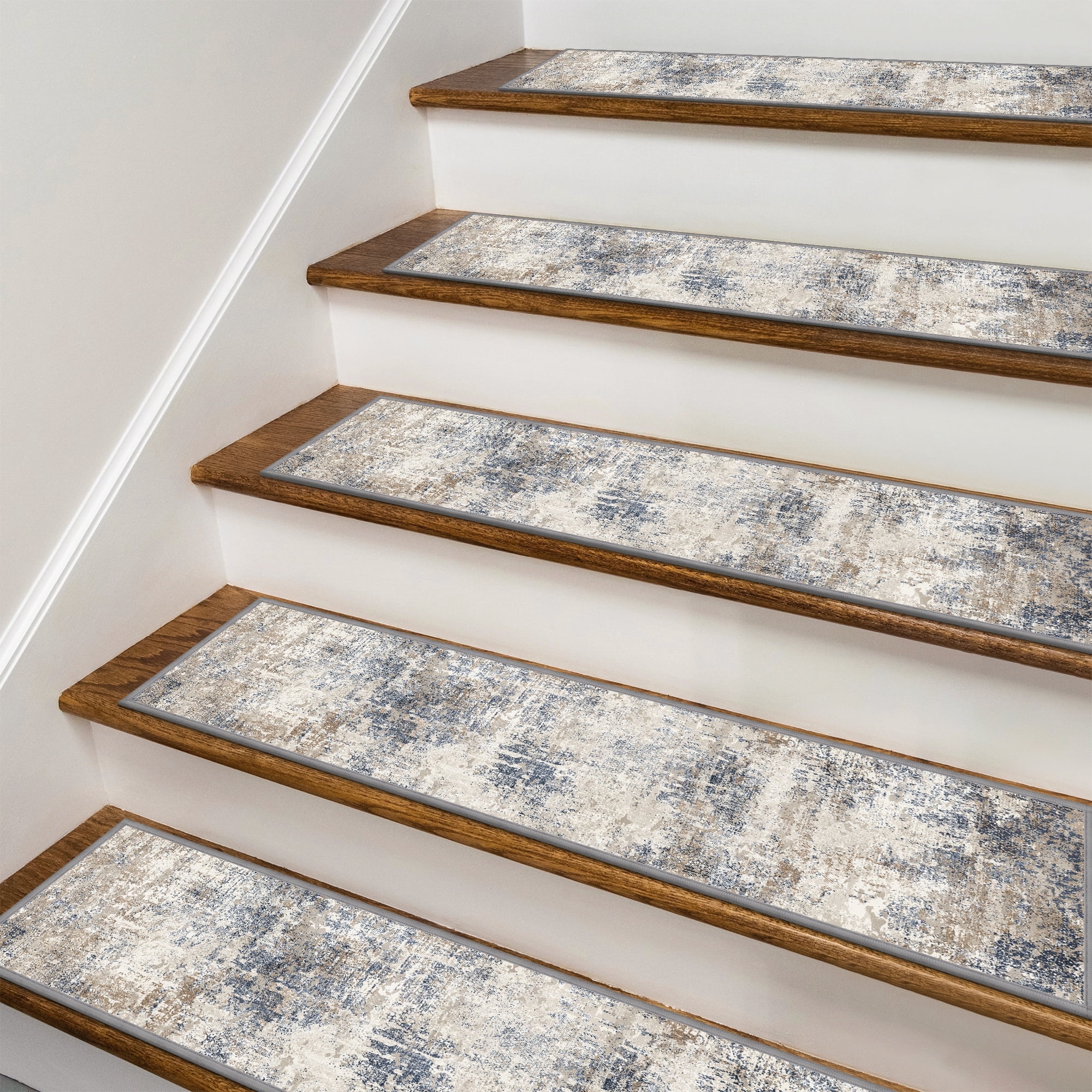 KUETH Stair Treads 15 Pcs 8"x30" Self-Adhesive Non-Slip Carpet for Wood ...