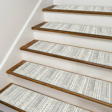 Set of 15 Overstep Attachable Carpet Stair Treads - Black - 17 In. X 30 ...