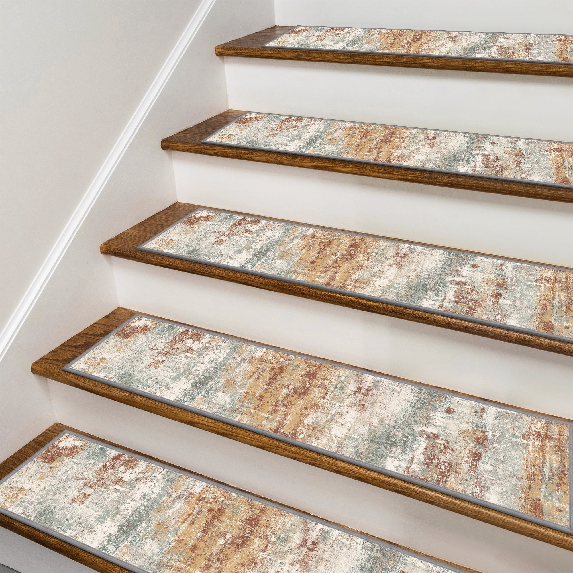 KUETH Stair Treads 4 Pcs 8"x30" Self-Adhesive Non-Slip Carpet for Wood ...