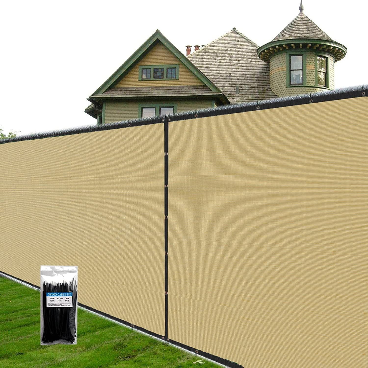KUF 4' x 90' Custom Size Beige Fence Privacy Screen Windscreen 160 GSM ...