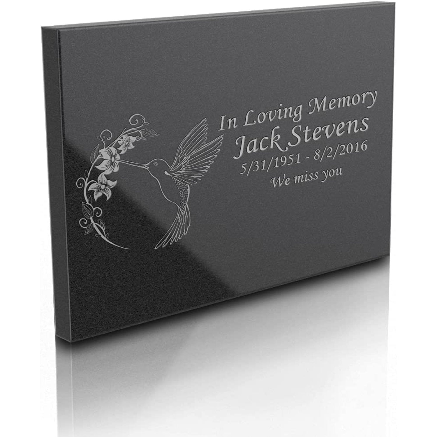 KUF Custom Engraved Memorial Black Granite Plaque - Horizontal ...
