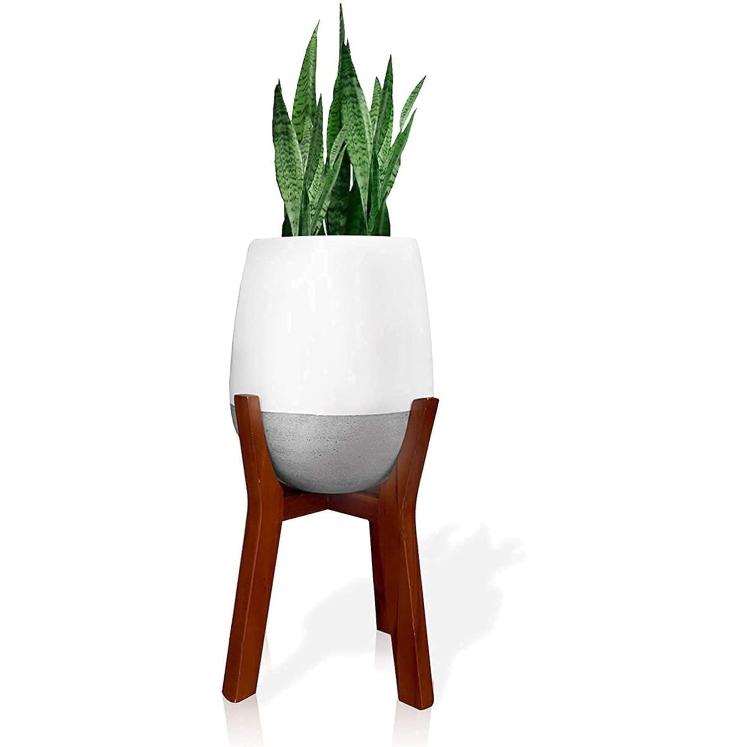 KUF Planter with Stand, 12 inch high Planter Included, Modern White ...