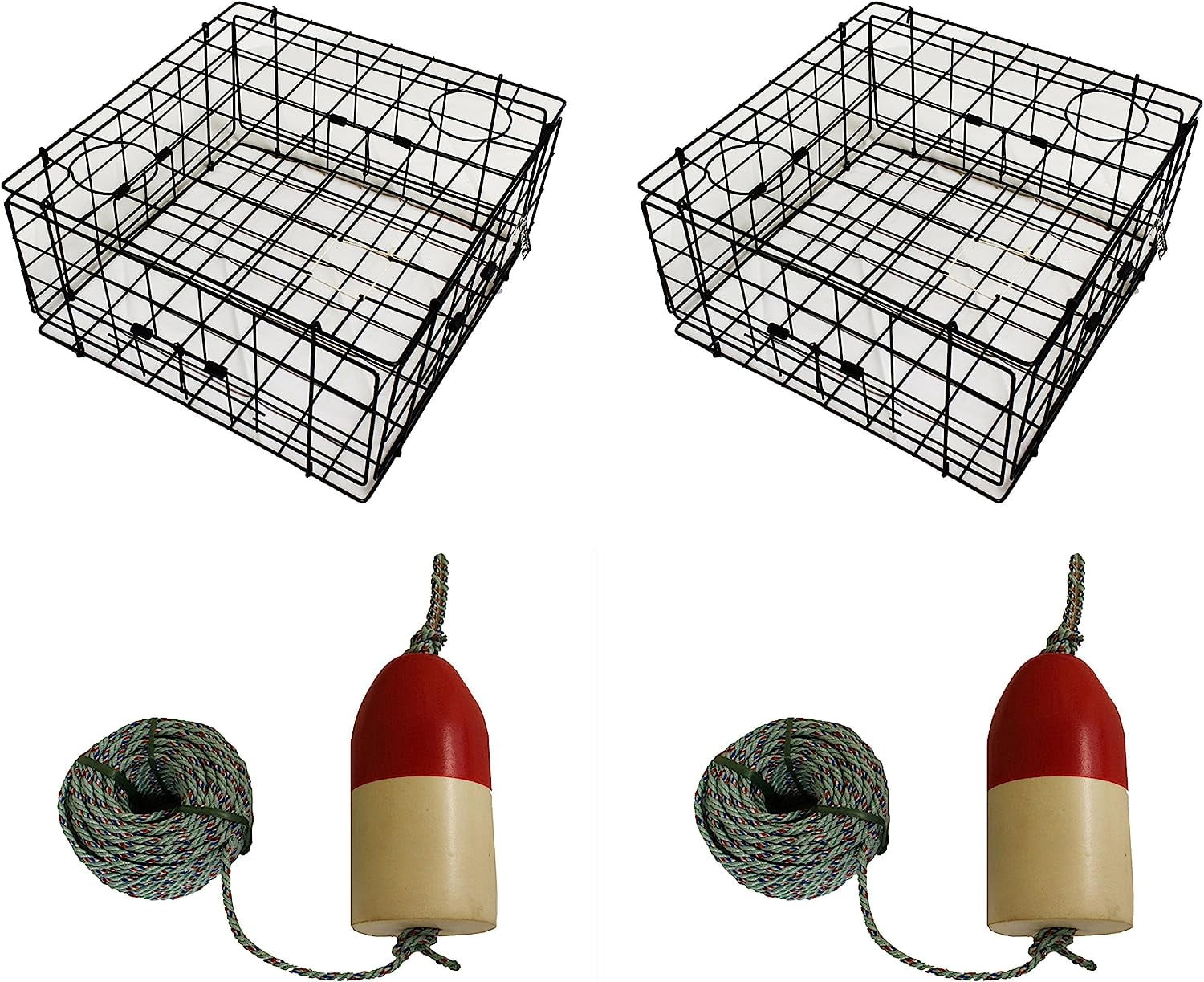 KUFA Vinyl Coated Crab Trap 1/4" X 100' Lead Rope and 6"X14" Red/White ...