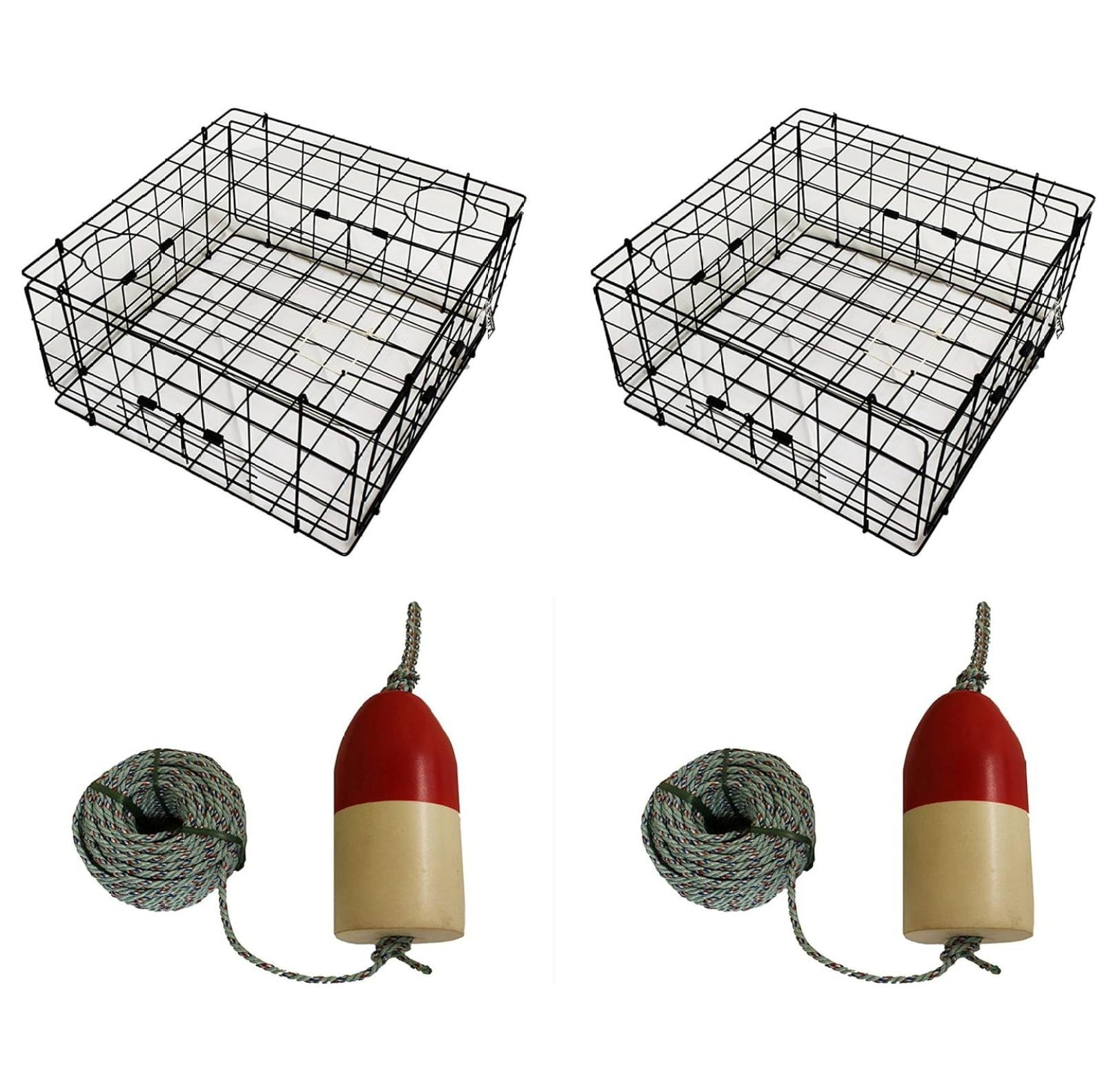 KUFA Vinyl Coated Crab Trap 5/16" X 100' Lead Rope and 6"X14" Red/White ...