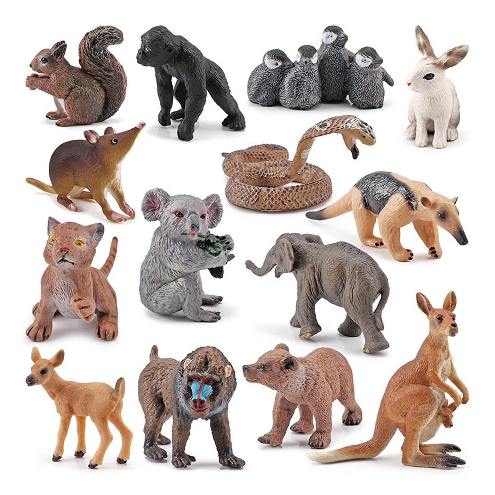 KUFptva 14pcs Mini Wildlife Figurine Model Realistic Little Toy ...
