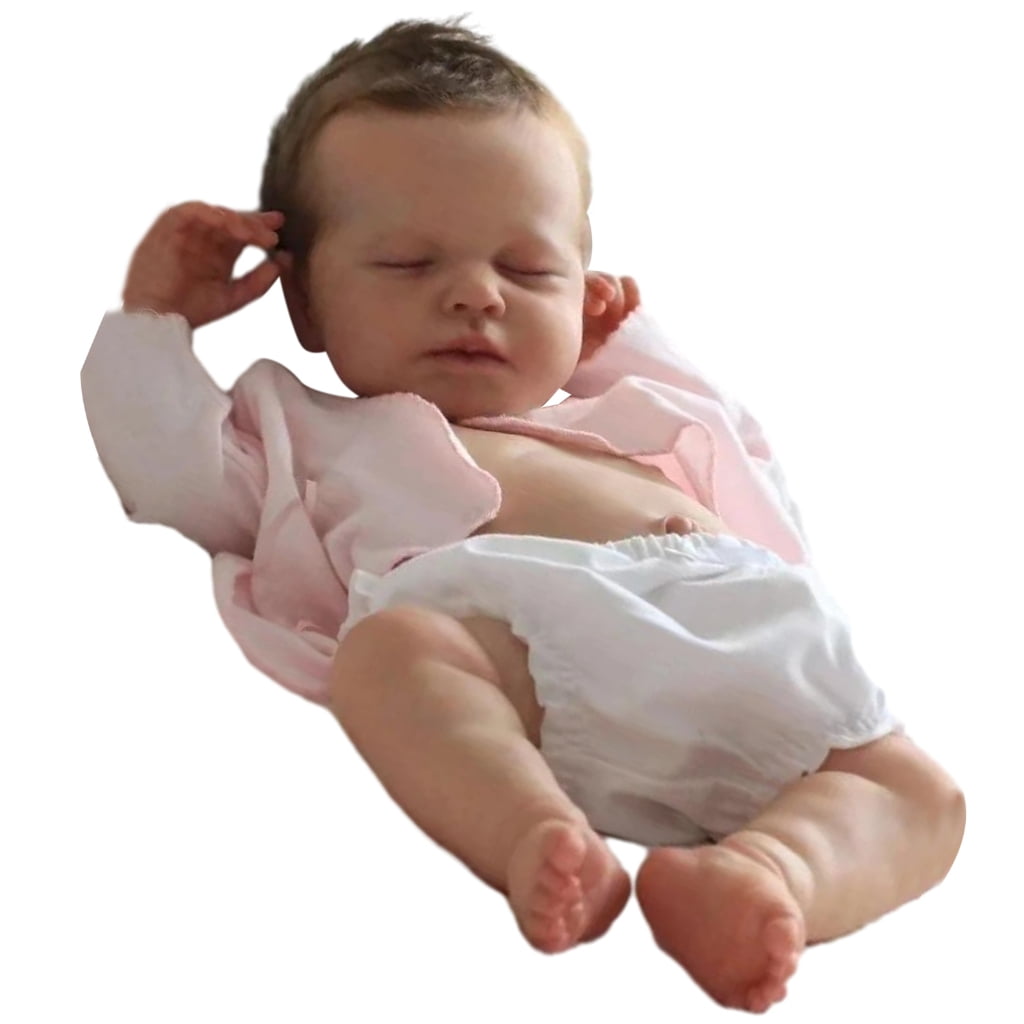 KUFptva 49cm Girls Rebirth Doll with Handmade Implanted Hair Doll with ...