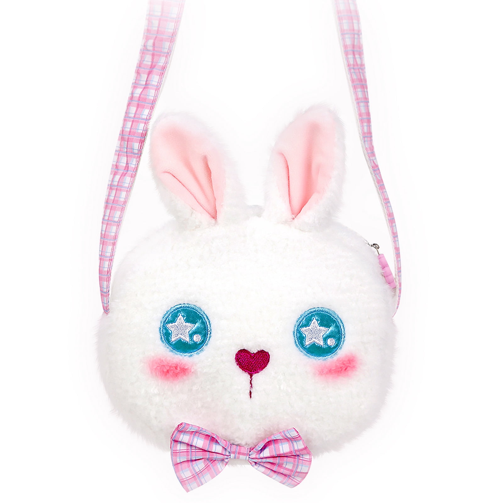 KUFptva Cartoon Plush Shoulder Bag Pink Bunny Hand Purse for w ...