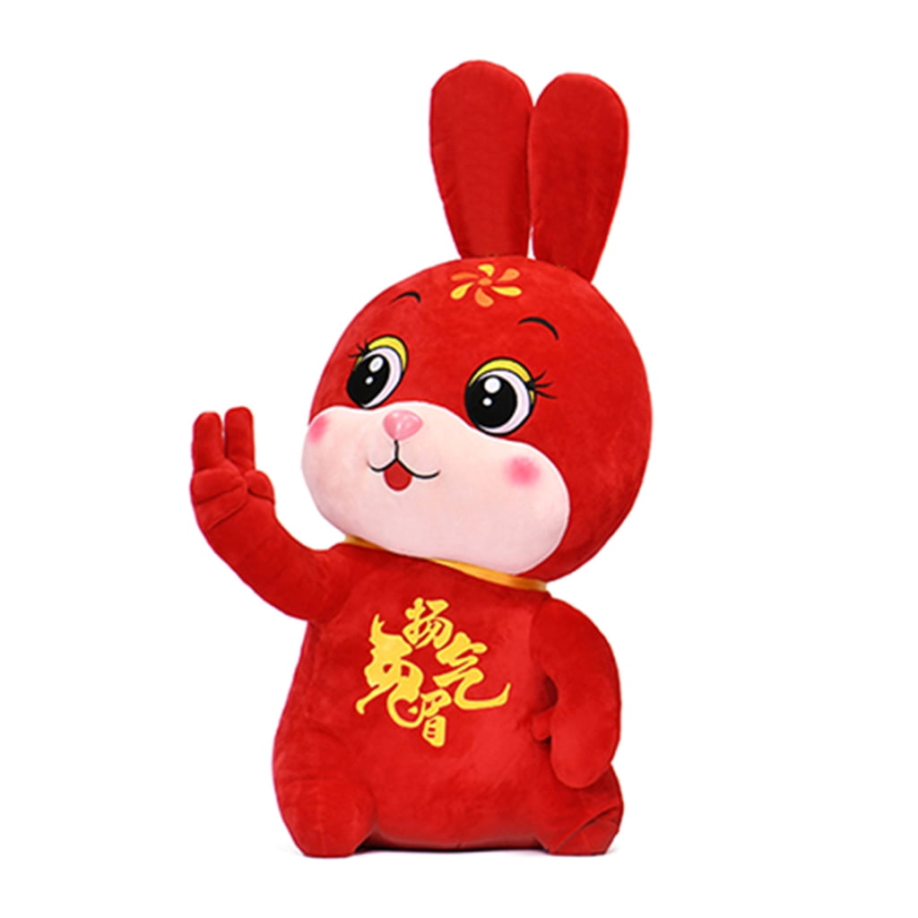 KUFptva Chinese Rabbit Mascot Dolls Stuffed Bunny Toy Chinese Rabbit ...