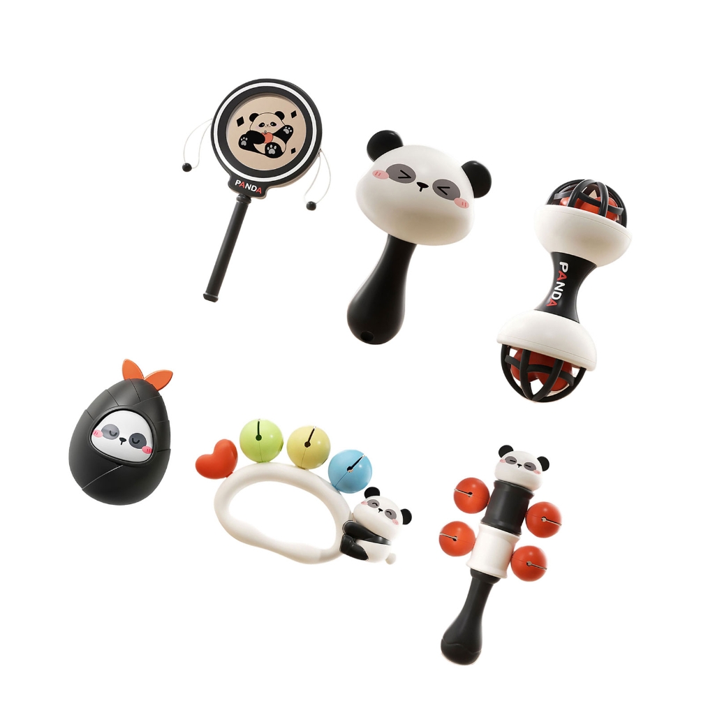 KUFptva Panda Shaped Rattle Set Soft Safe and Easy Use For 0-3Month To ...