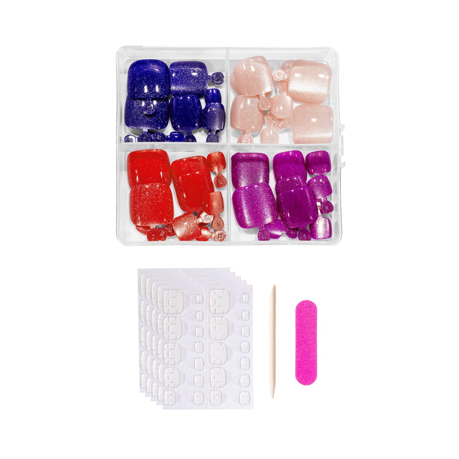 KUFptva Press on Toenail Glossy Fake Toenail Glues on Toenail Cats Eye ...