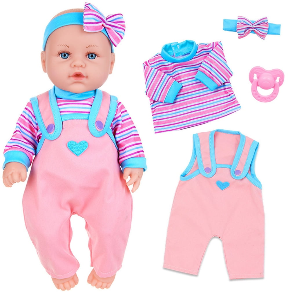 KUFptva Realistic Vinyls Girl Doll 14inch with Bowknot Overalls for ...