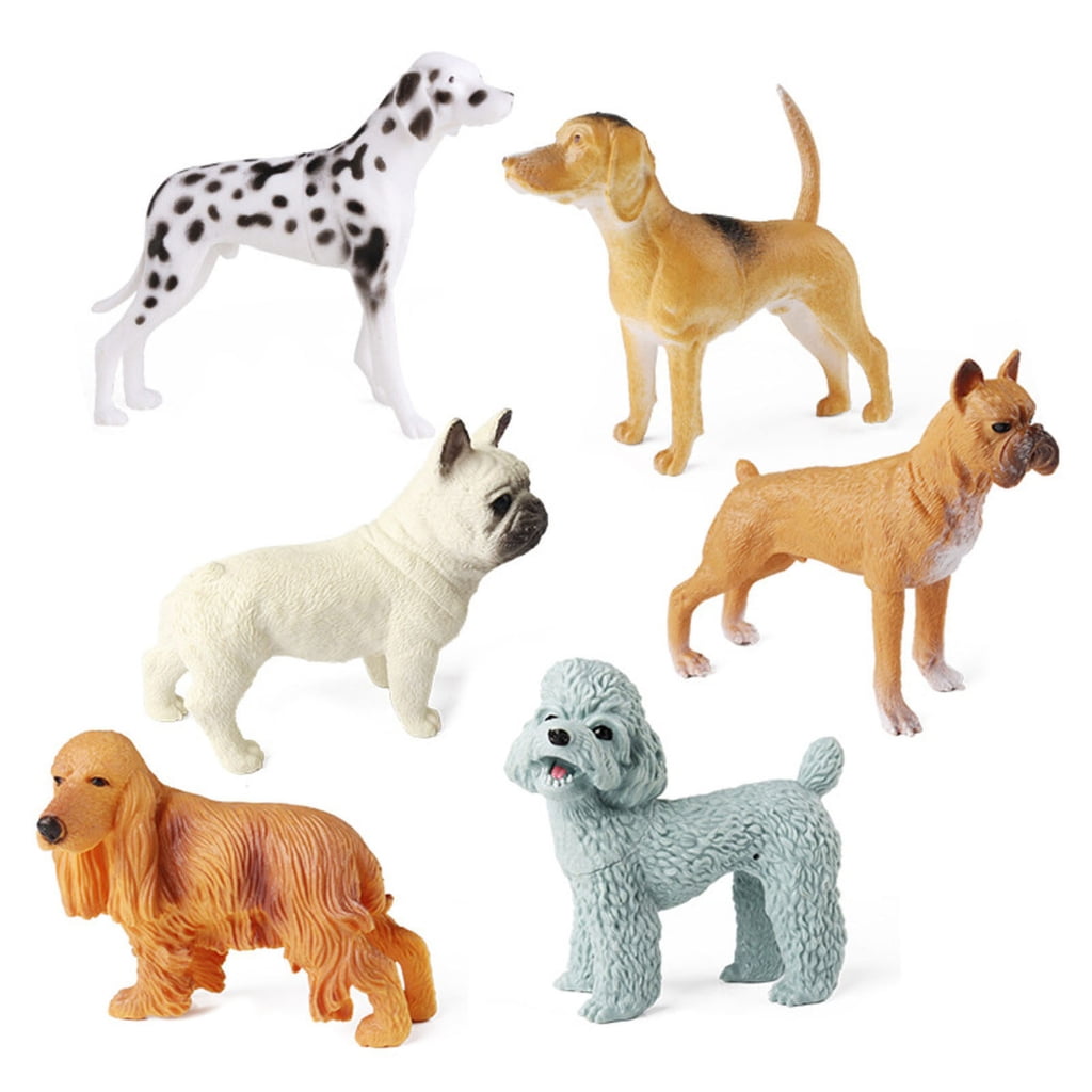 KUFptva Simulation Dogs Figurine Set of 6 Solid Model Figure Life Like ...