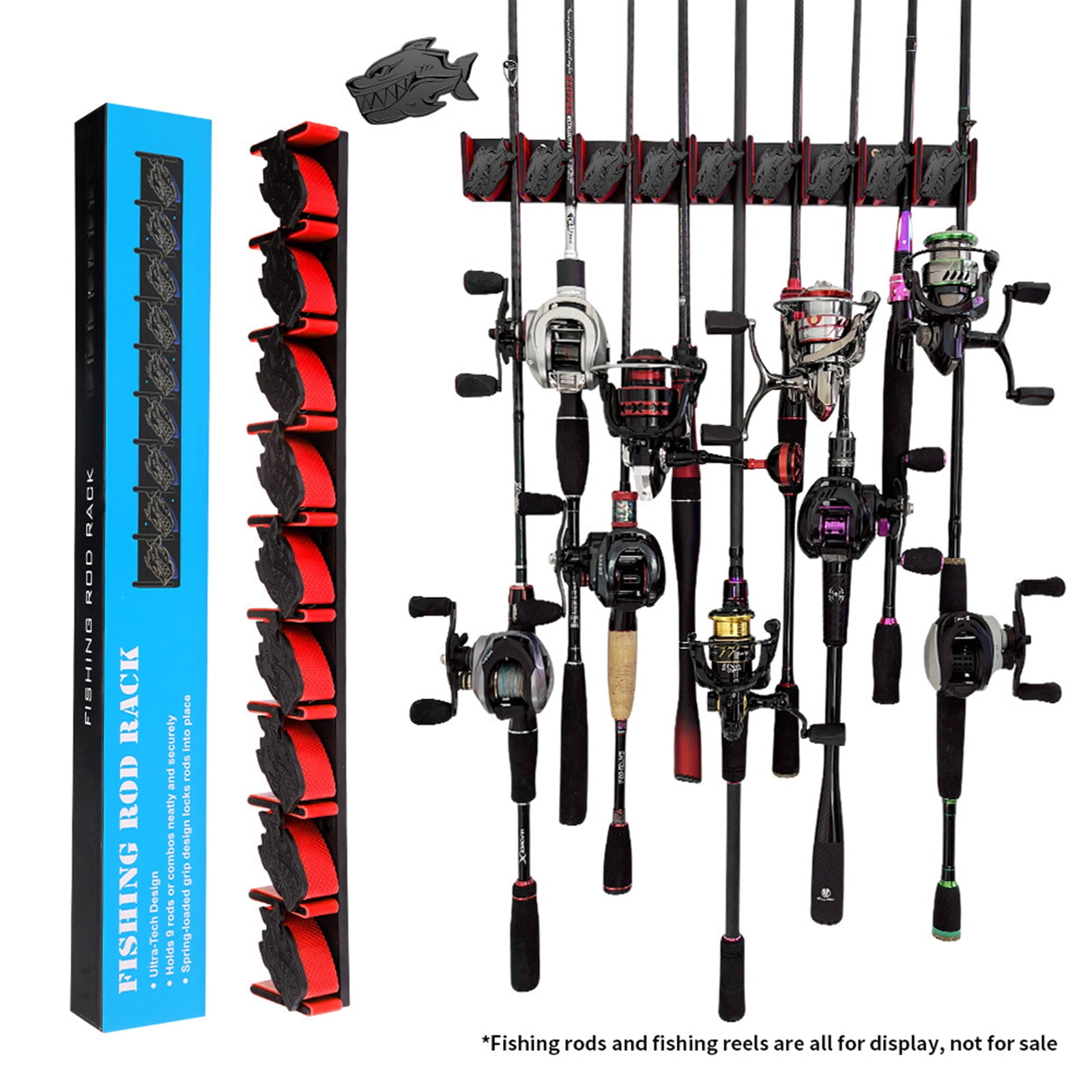 KUFptva Vertical 9 Rod Fishing Rod Holder Wall Mounted Fishing Poles ...