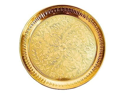 KUHA Brass Pooja PlatePital Thali for Puja harathi Plate Aarti thali ...