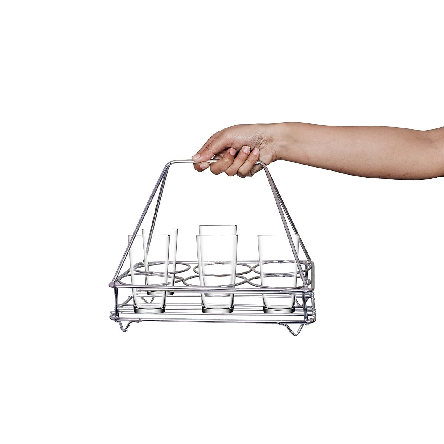 KUHA Stainless Steel Square Chai Glass Holder 6 Glasses Water Glass ...
