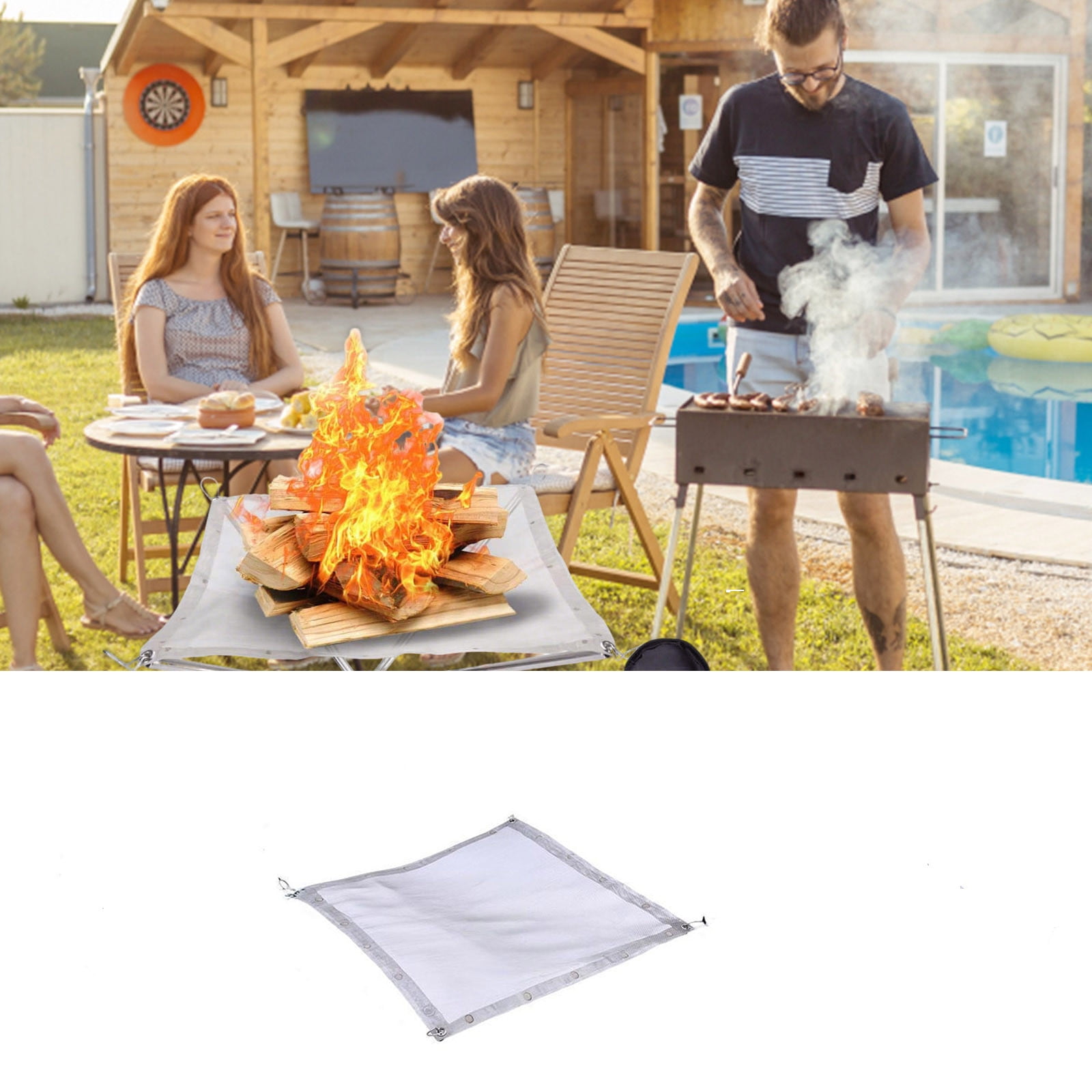 KUHBRCA Portable Camping Fire Pit Stainless Steel Mesh Fire Pit ...