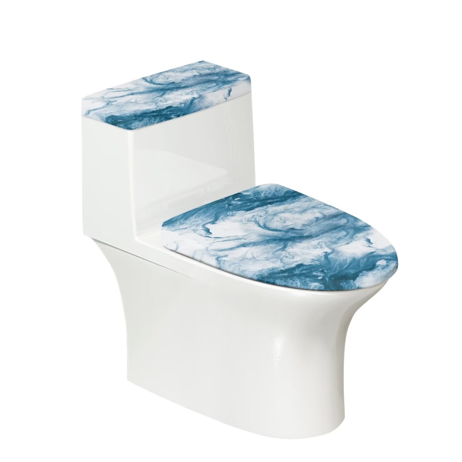 KUIFORTI 2 Pack Toilet Cover Set Ink Painting Print Toilet Lid Cover ...