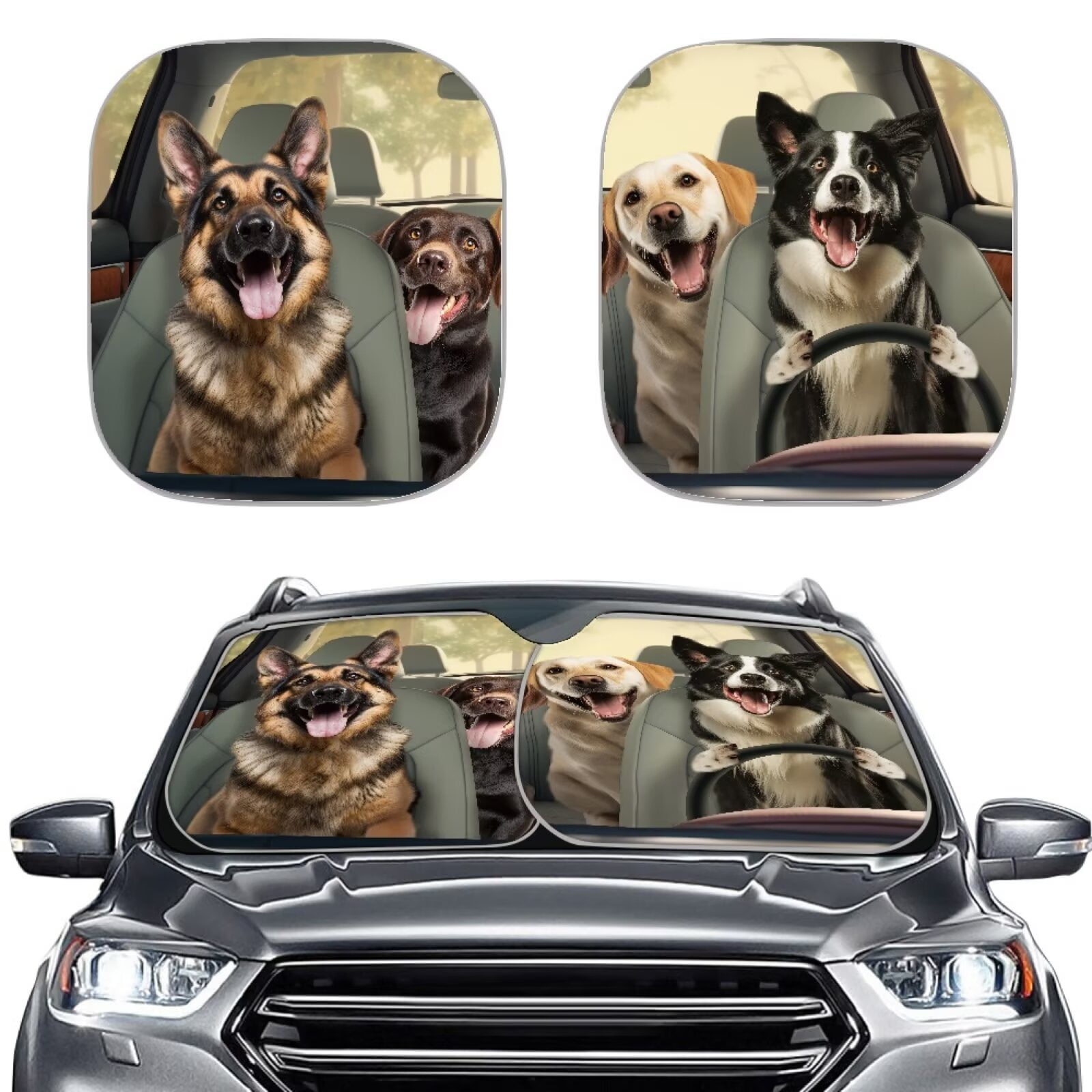 KUIFORTI 2 Pcs Car Windshield Sun Shade Cute Dog Auto Shade for ...
