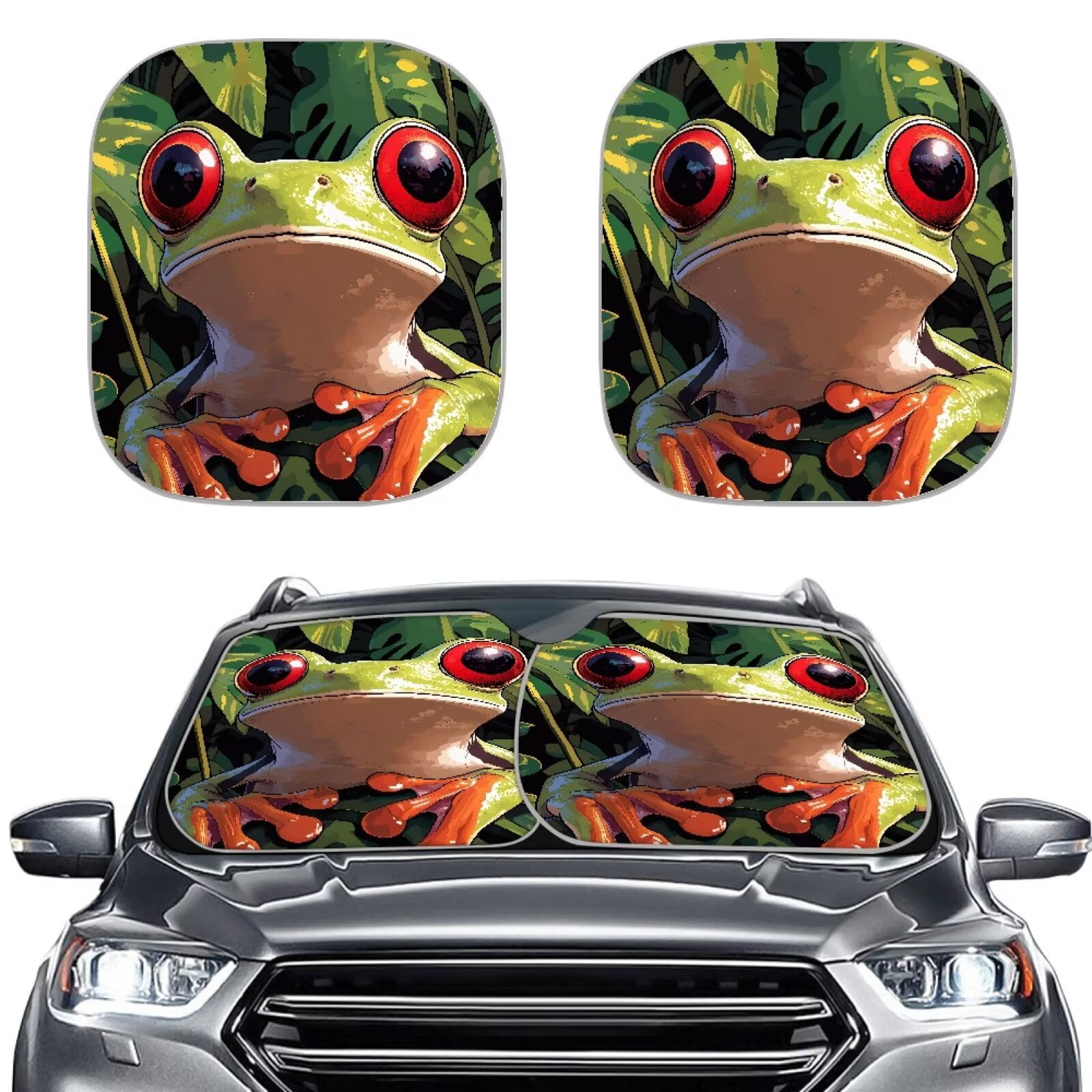KUIFORTI 2Pcs Car Sun Shade Cute Frog Car Shades for Front Windows ...