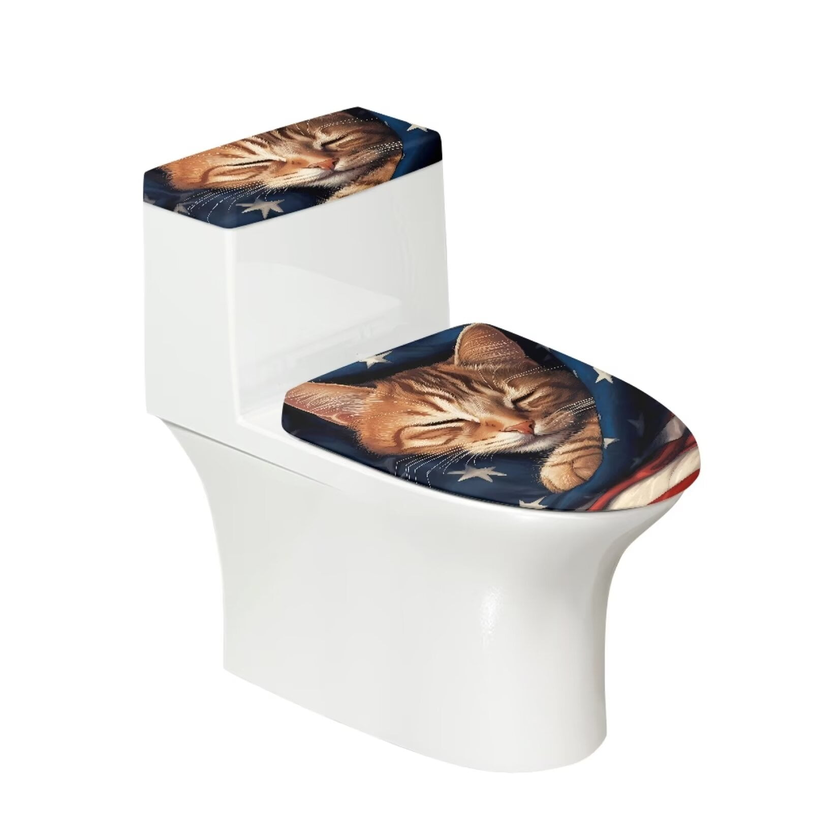 KUIFORTI 3D Cat Toilet Cover Set 2 Piece Cute Animal Print Toilet tank ...