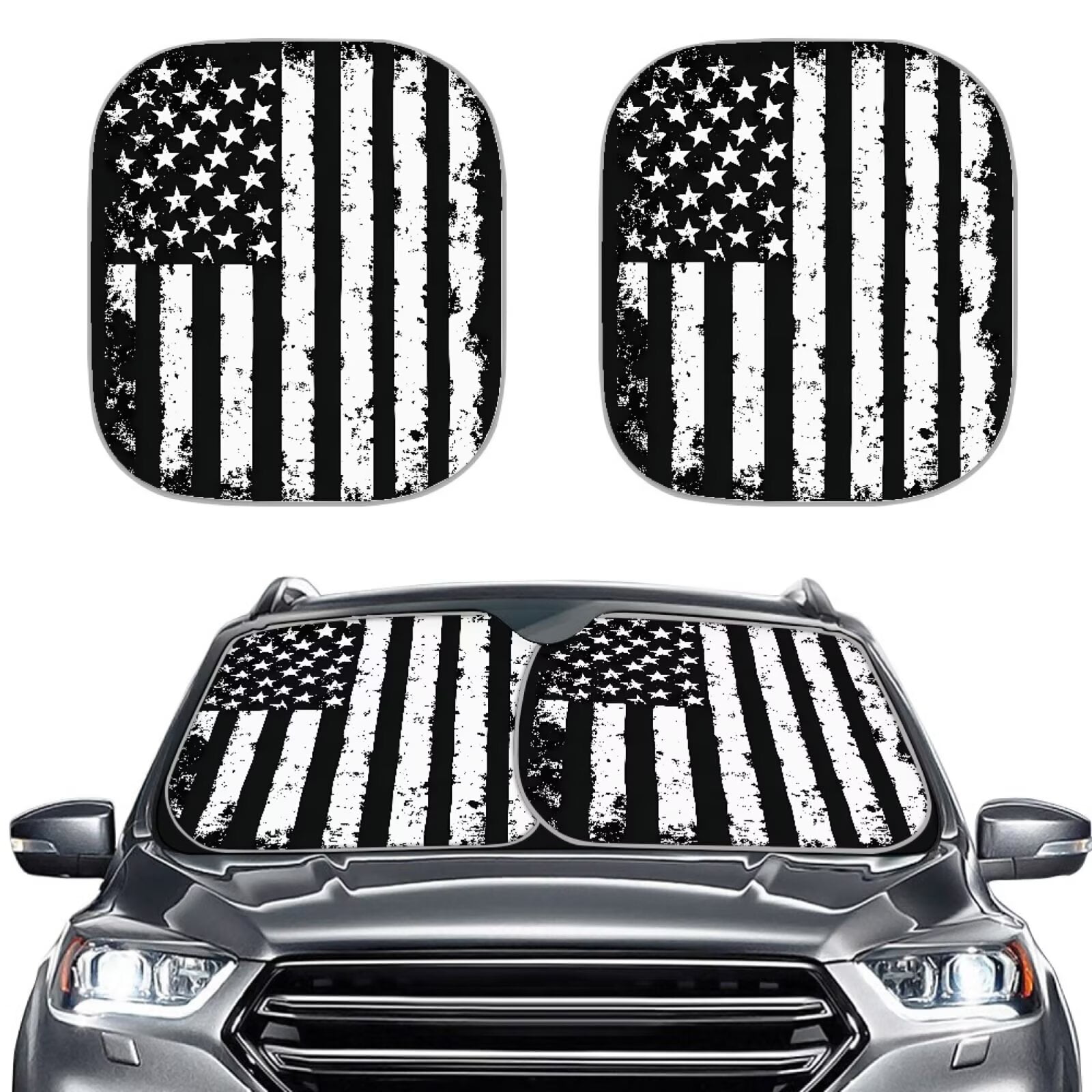 KUIFORTI American Flag Car Sun Shade for Windshield Foldable Sun Visor ...