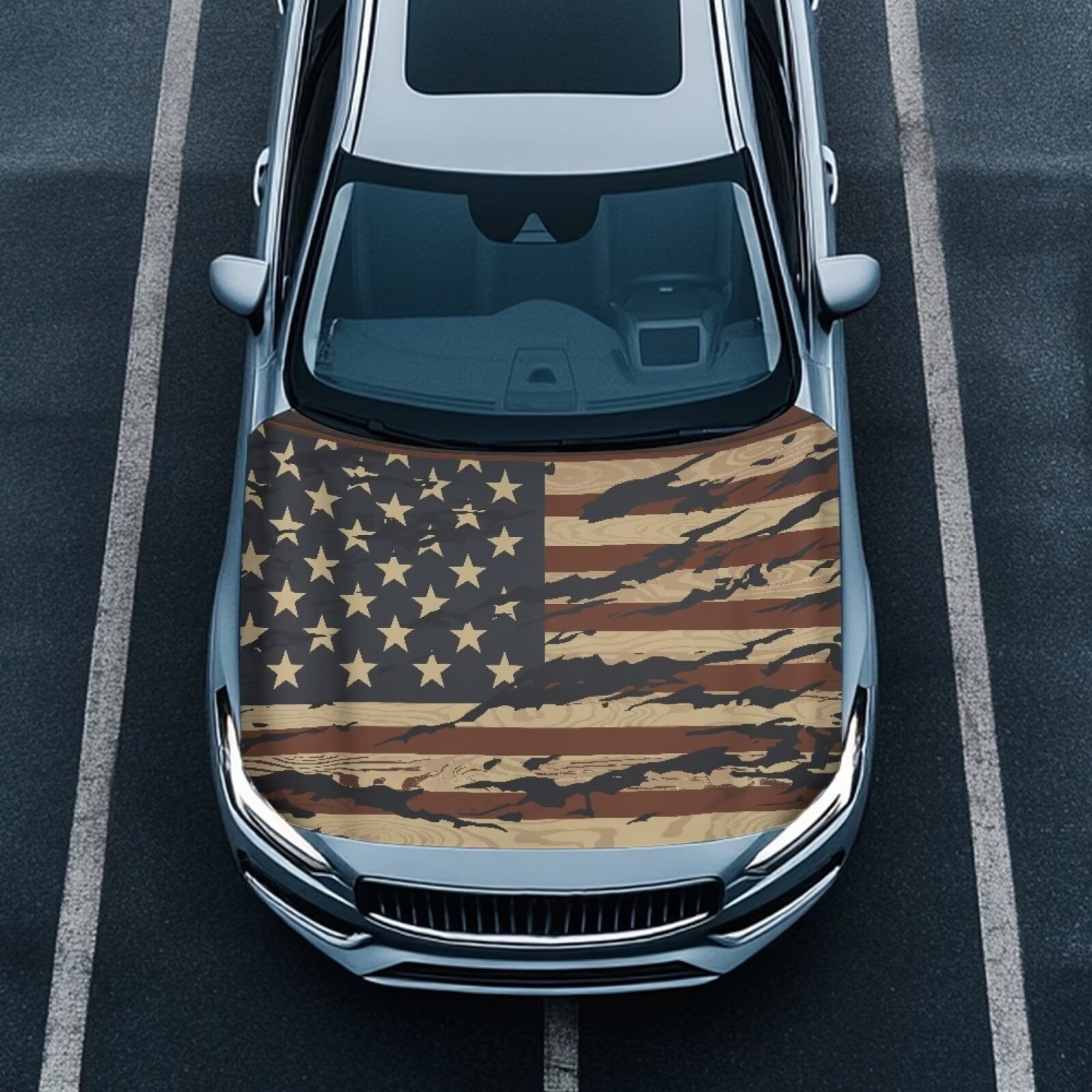KUIFORTI American USA Flag for Car Hood Cover Easy to Clean Front Auto ...