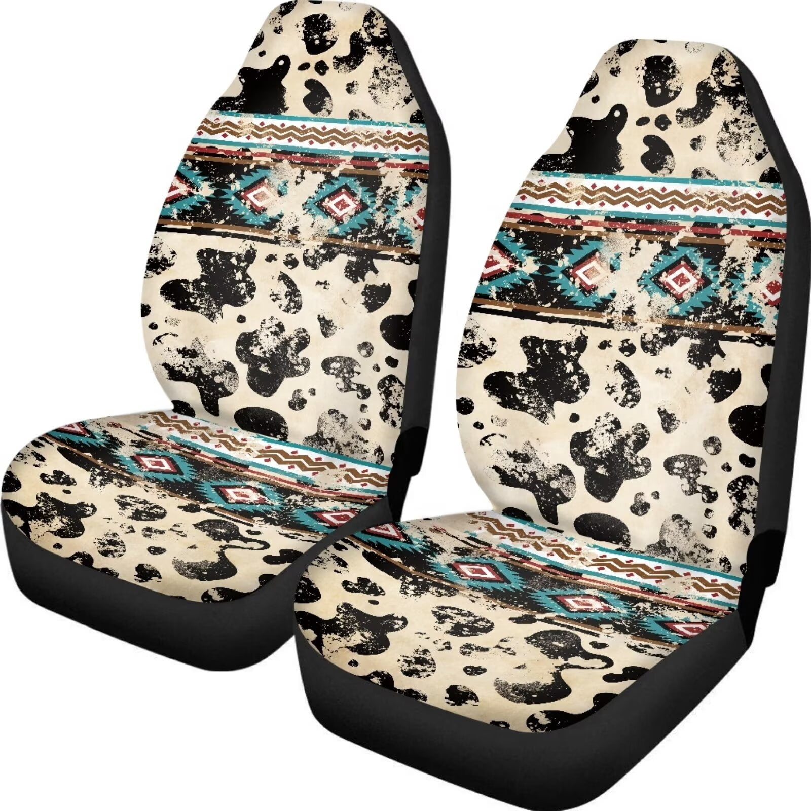 KUIFORTI Aztec Car Seat Covers Front Seat Only, Cow Print Car ...