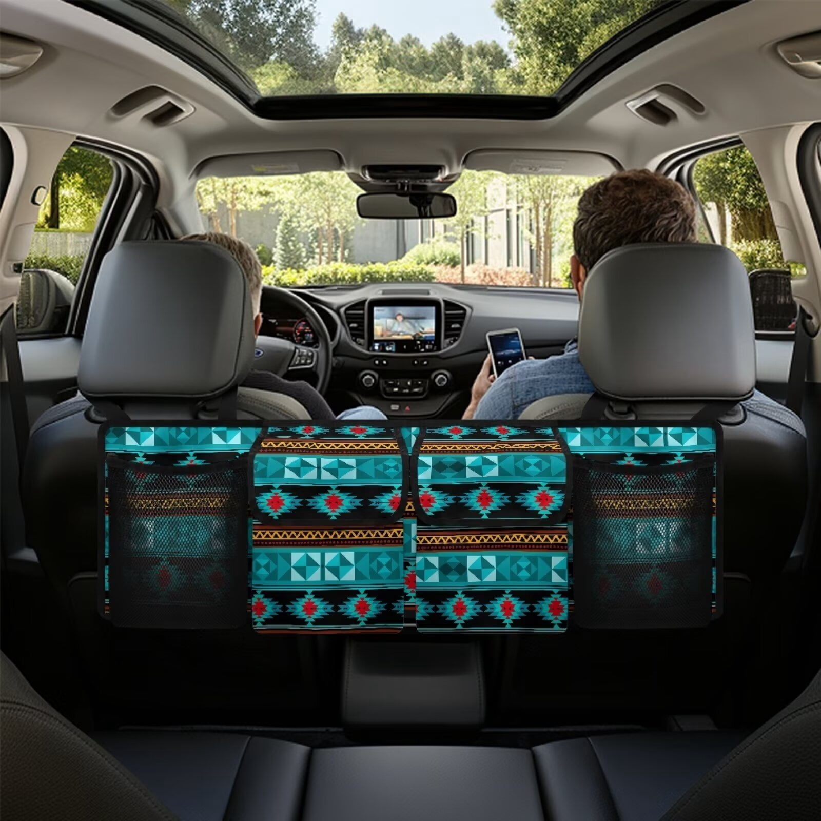 KUIFORTI Aztec Trunk Organizer SUV Hanging Bag Bohemian Native Car ...