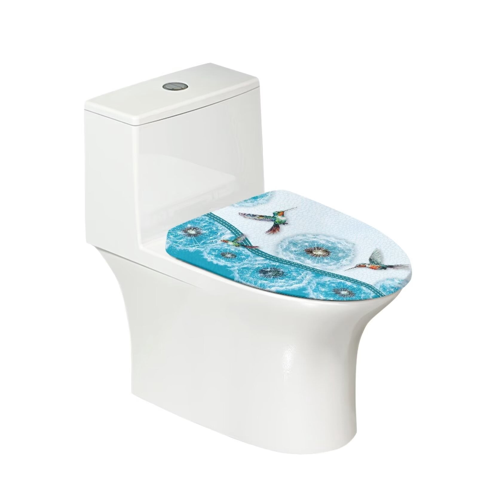 KUIFORTI Bathroom Toilet Cover Blue and Hummingbird Print Toilet Covers ...