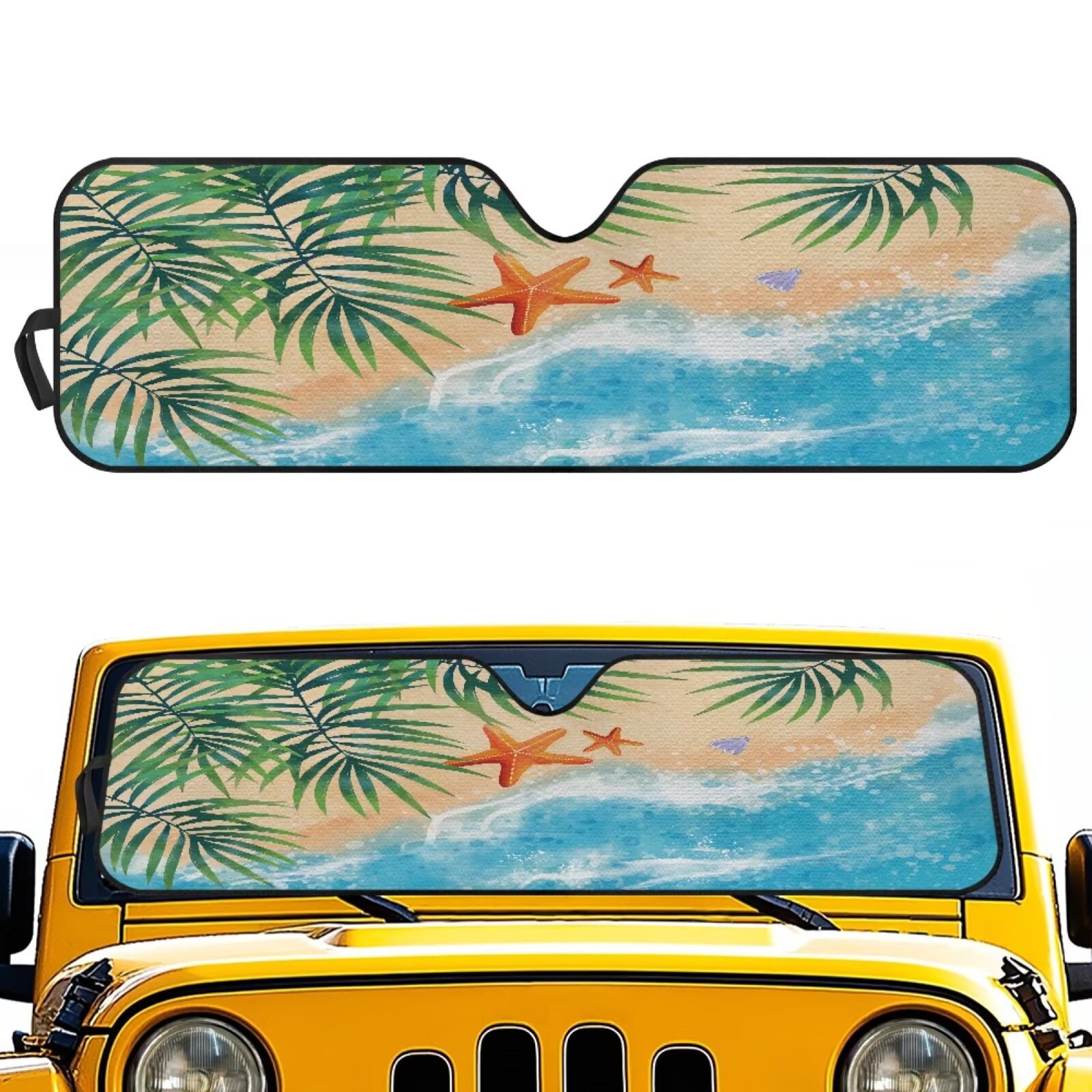 KUIFORTI Beach Starfish Front Windshield Sunshade for Wrangler, Compass ...