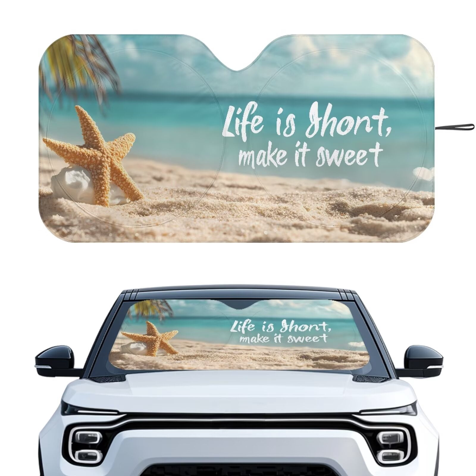 KUIFORTI Beach Starfish Windshield Sun Shade for SUV, Truck, Sedan ...
