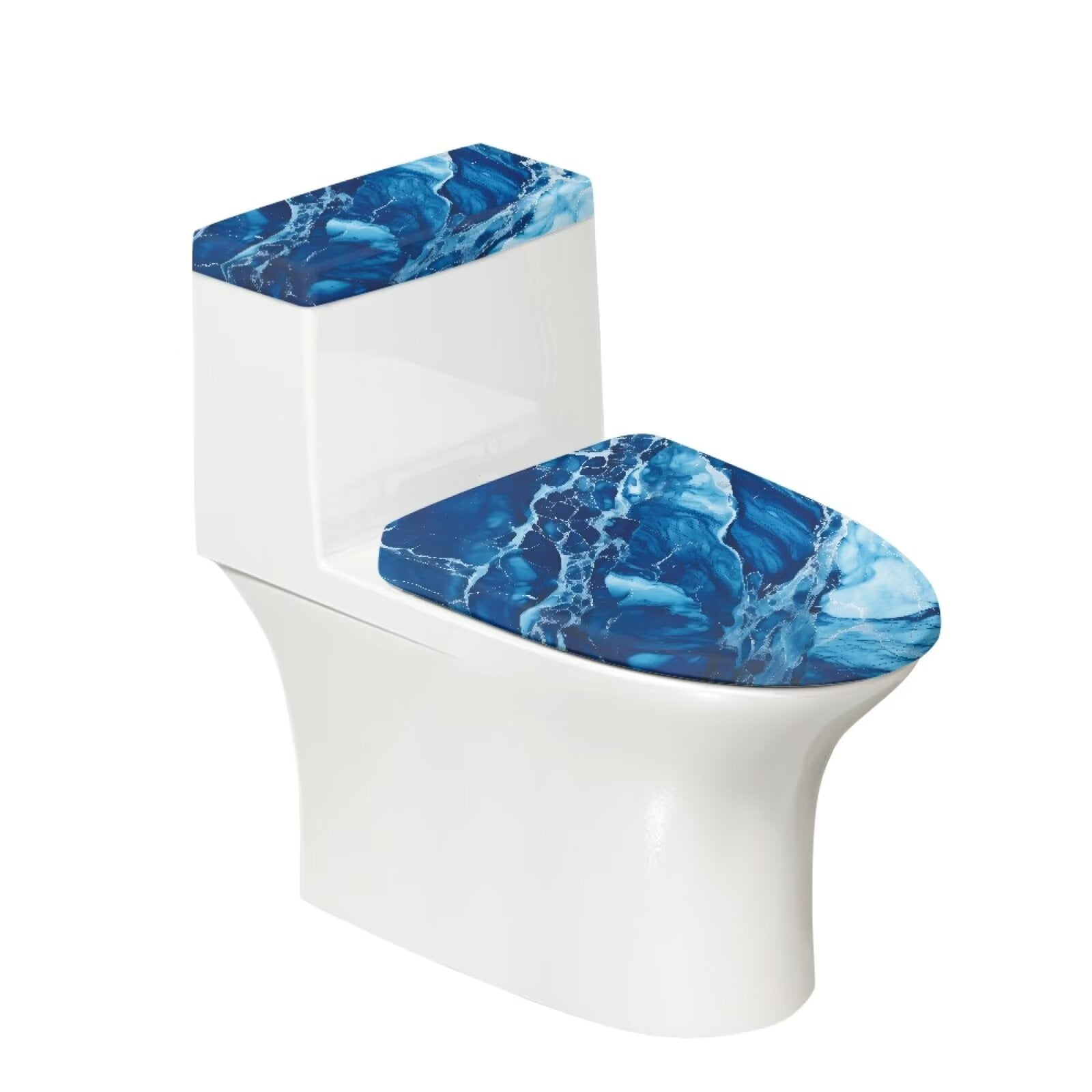 KUIFORTI Blue Marble Toilet Seat Cover Toilet Tank Cover Set of 2 Pcs ...
