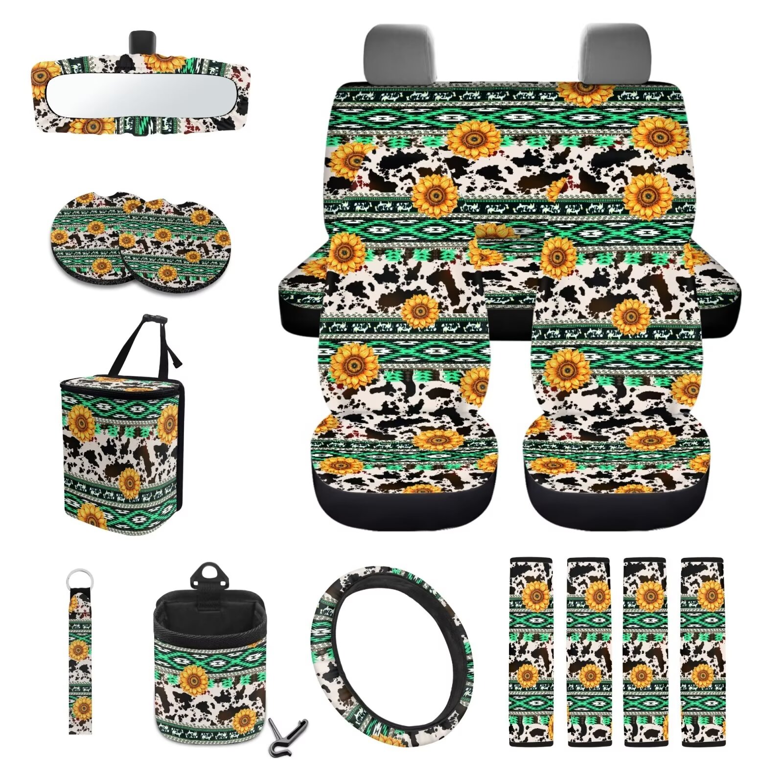 KUIFORTI Boho Car Accessories Set Sunflower Car Seat Covers Full Set ...