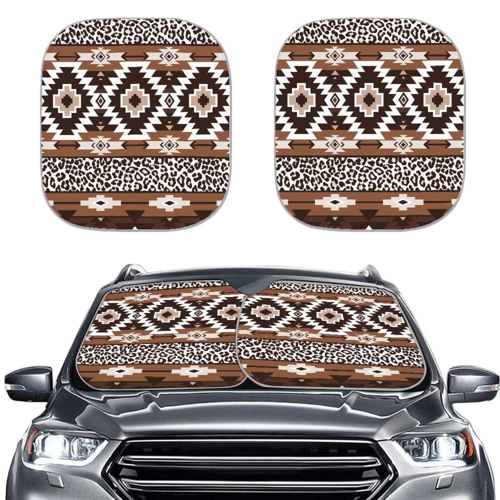 KUIFORTI Boho Windshield Sun Shade, Window Auto Vehicle Shield ...