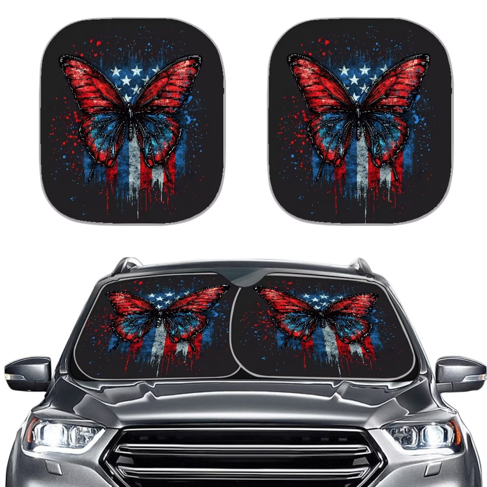 KUIFORTI Butterfly Car Sun Shade Windshield Foldable Windshield Cover ...