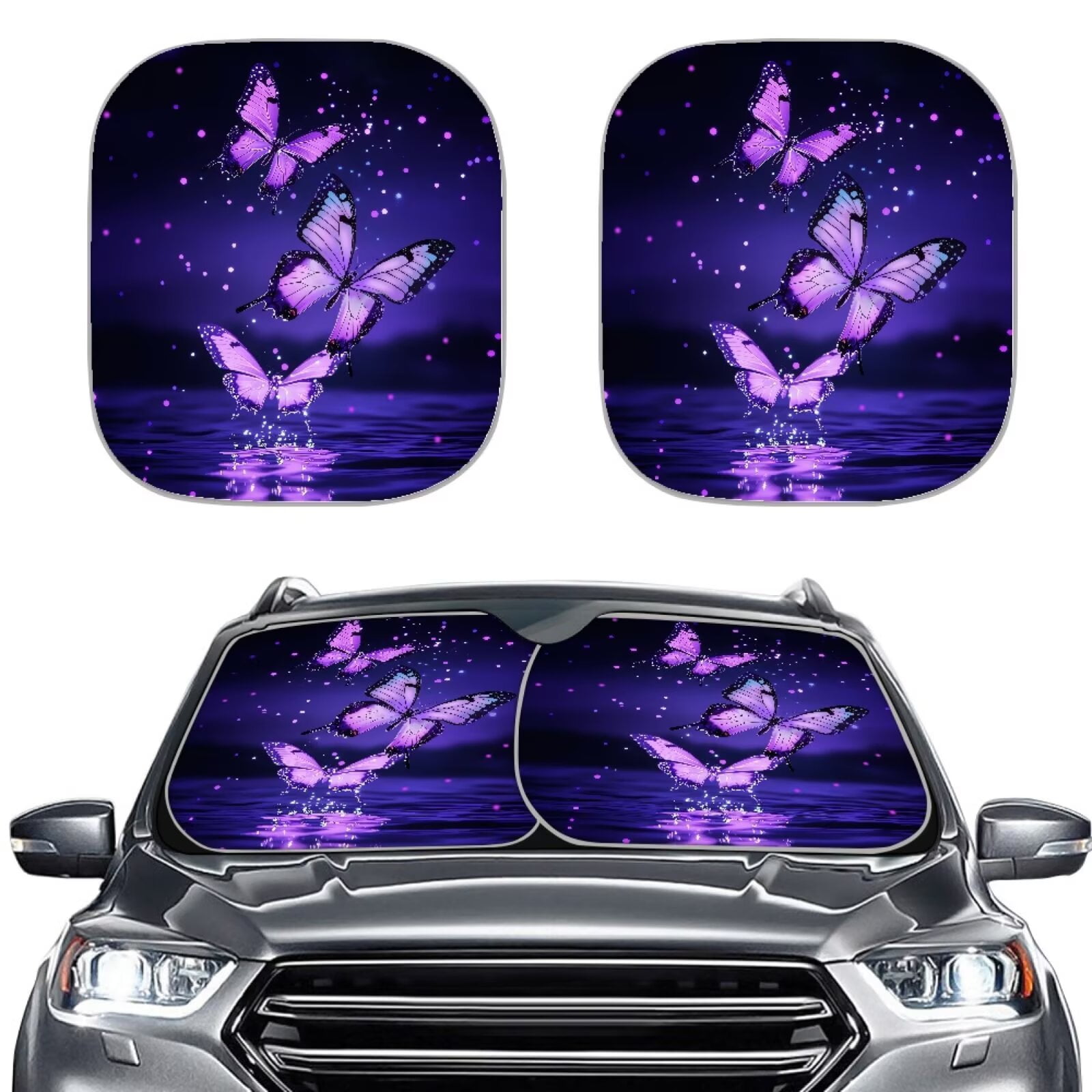 KUIFORTI Butterfly Sun Shade for Car Windshield | 2-Piece Set with ...
