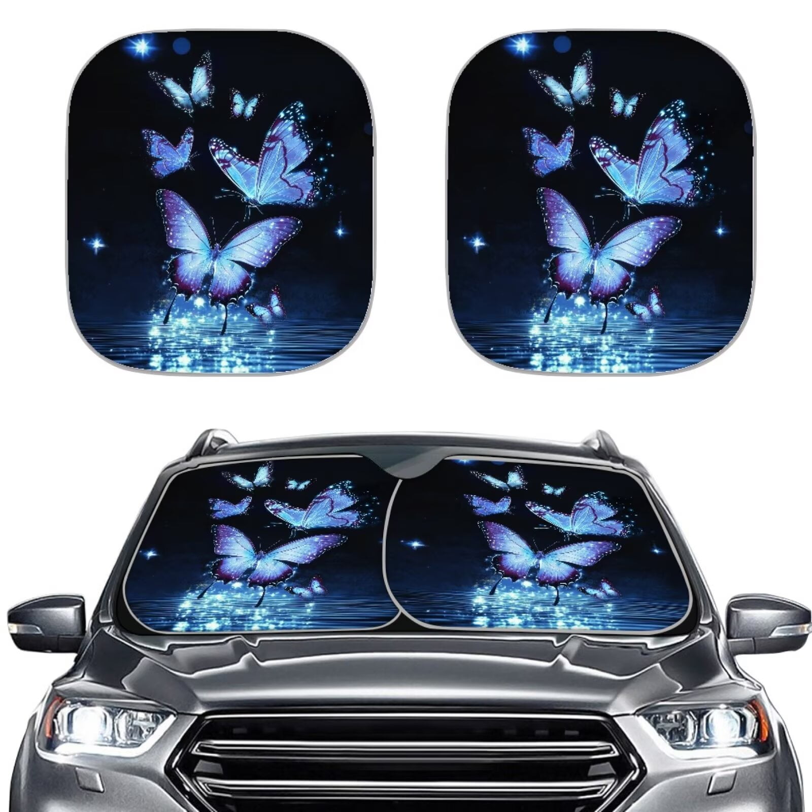 KUIFORTI Butterfly Sun Shade for Car Windshield - Universal Fit Premium ...